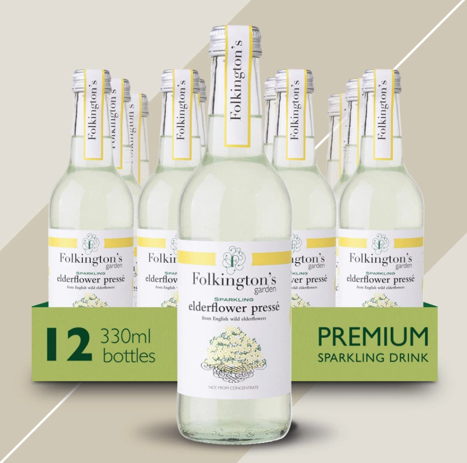 Folkingtons Sparkling Elderflower Presse (Glass) 12 x 330ml – Parkers ...